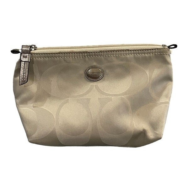 Coach | Bags | Coach Cosmetic Makeup Bag In Satin Signature Satin Pouch ...